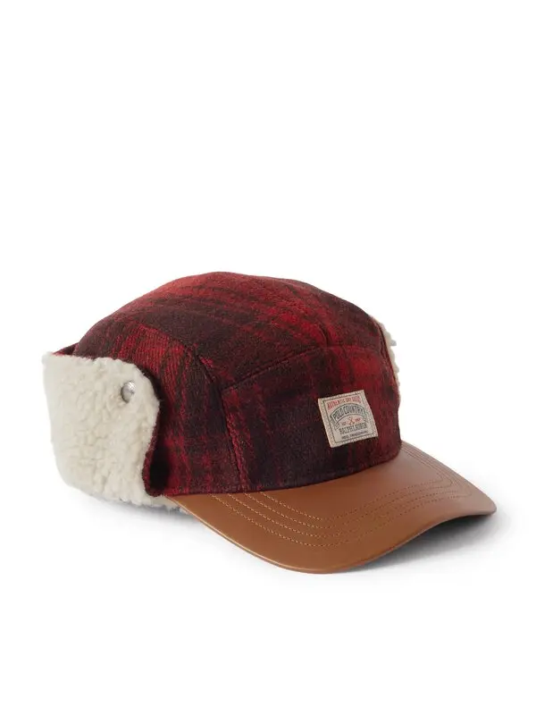 Ralph Lauren Logo-appliquéd Checked Leather-trimmed Hat - Red