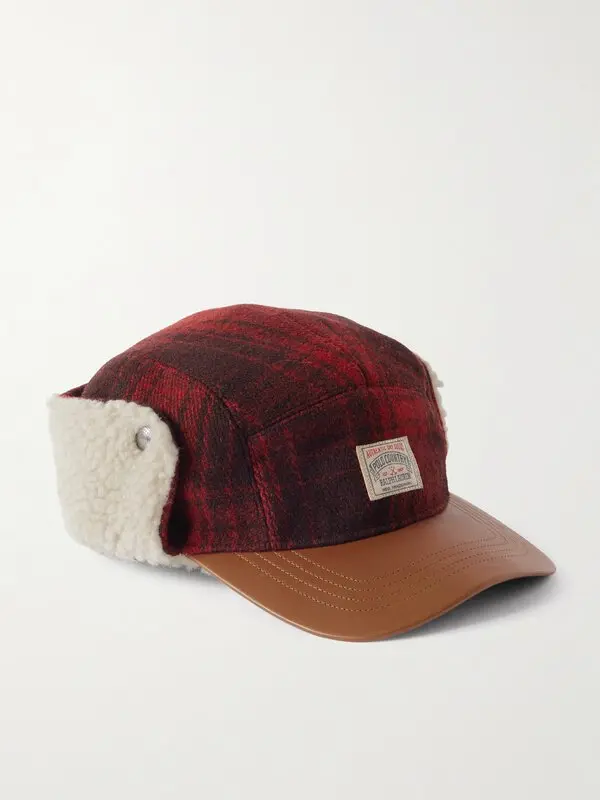 Polo Ralph Lauren Logo-appliquéd Checked Leather-trimmed Hat - Red