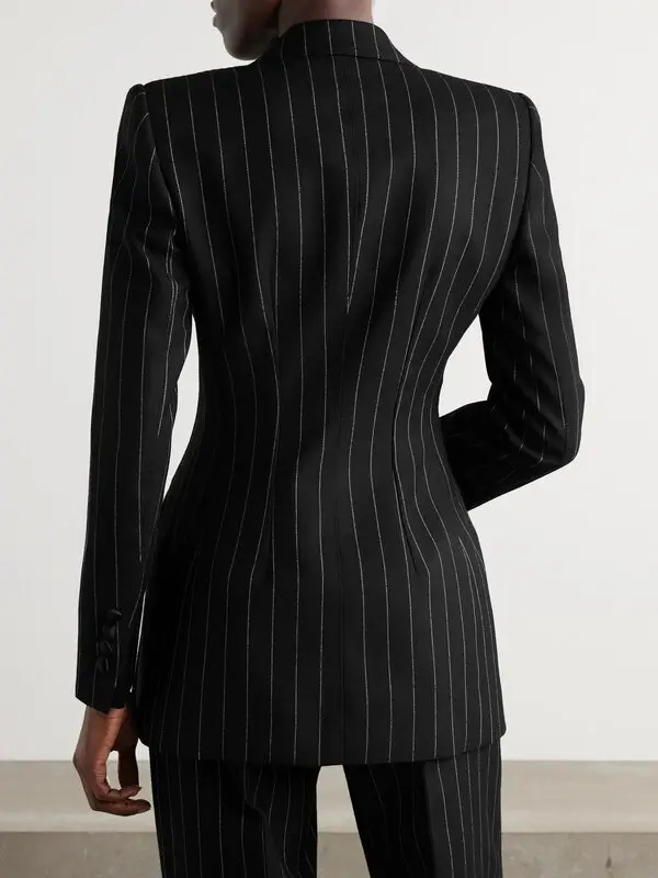 Dolce & Gabbana Double-breasted Pinstriped Blazer - Black