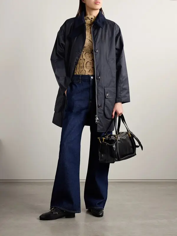 Barbour Corduroy-trimmed Waxed-cotton Jacket