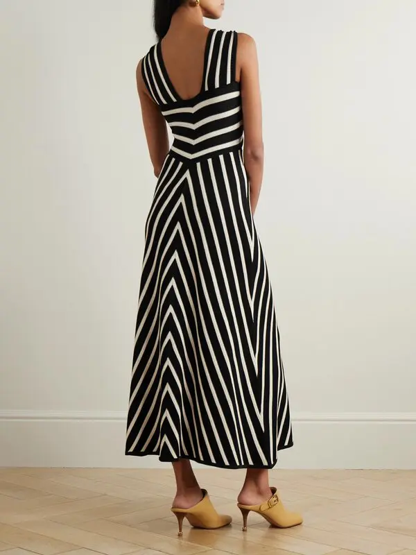 zimmermann striped knit dress Zimmermann Striped Ribbed-Knit Midi Dress In Blue - 50% Off