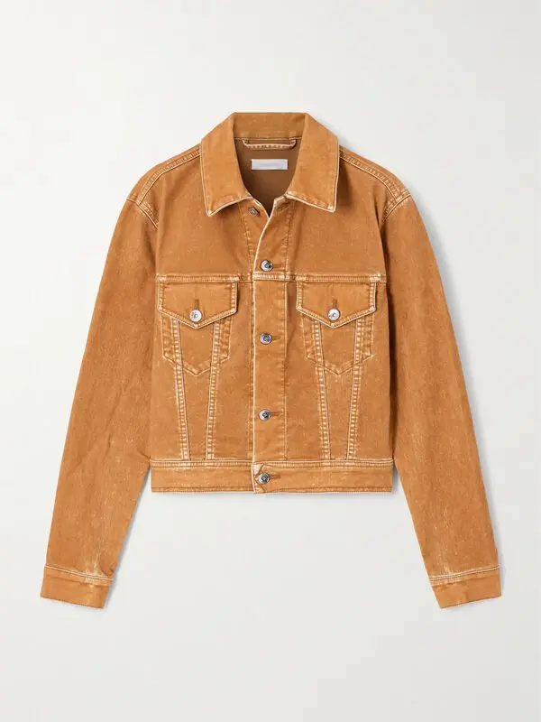 Rabanne Flocked Denim Jacket - Brown
