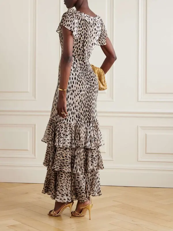 rixo amelle silk maxi dress Rixo Amelle Ruffle-Trim Silk Maxi Dress