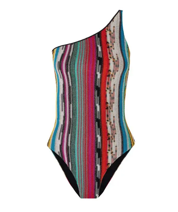 Missoni One-shoulder Metallic Crochet-knit Swimsuit - Multi