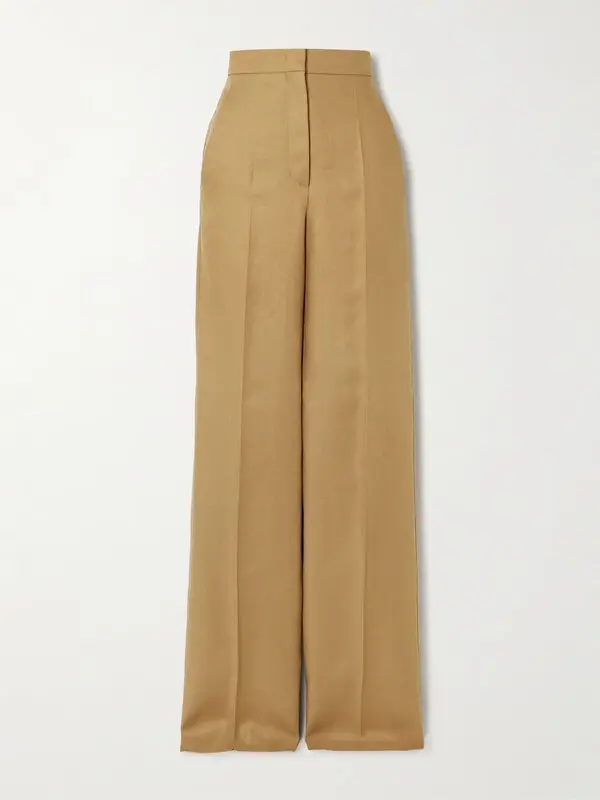 Max Mara Aversa Embroidered Linen Wide-leg Pants