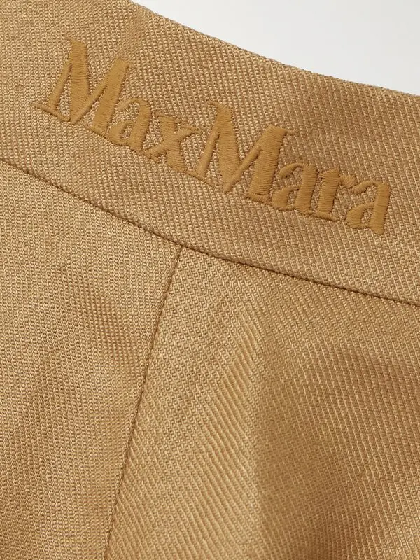 Max Mara Aversa Embroidered Linen Wide-leg Pants