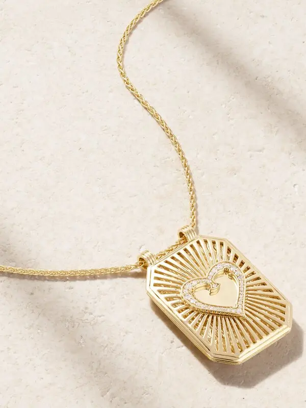 MARIE LICHTENBERG Heart Scapular Diamond Necklace - Gold