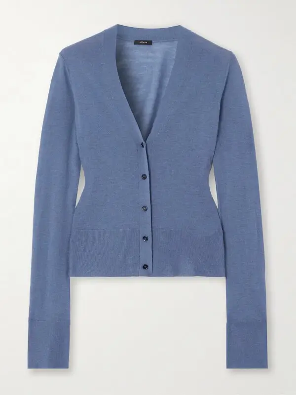 JOSEPH Cashmere Fine Knit Cardigan - Blue