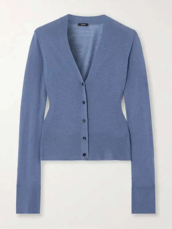 JOSEPH Cashmere Fine Knit Cardigan - Blue