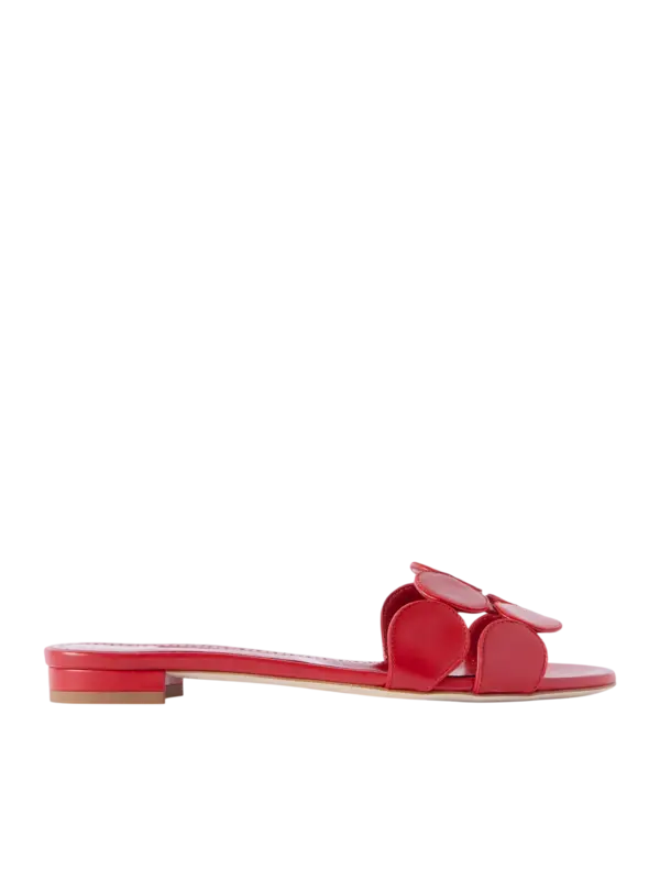 Manolo Blahnik Haribalmu 10 Cutout Leather Slides - Red
