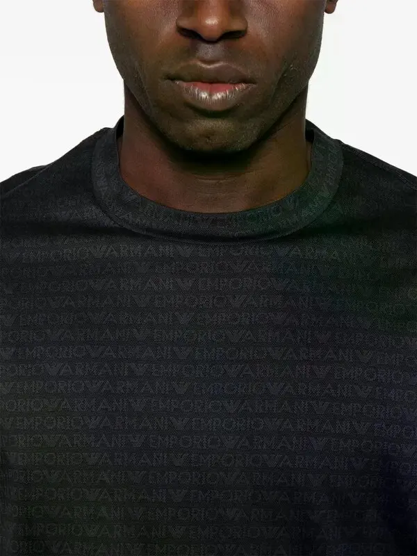 Emporio Armani Monogram-print T-shirt - Black