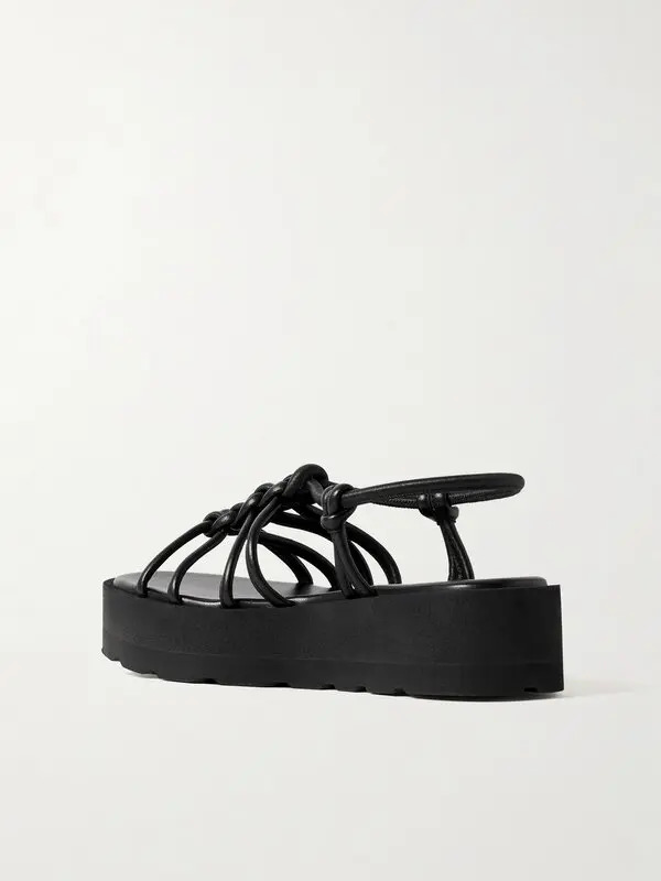 GIANVITO ROSSI Hebe 45 Knotted Leather Platform Sandals - Black