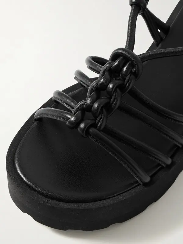 GIANVITO ROSSI Hebe 45 Knotted Leather Platform Sandals - Black
