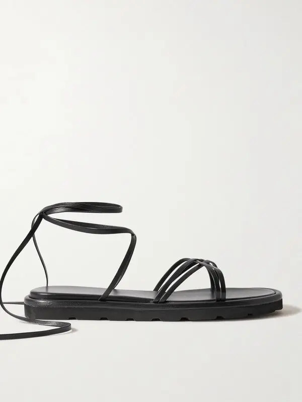 GIANVITO ROSSI Jane Knotted Leather Sandals - Black