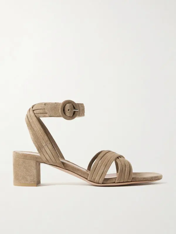 GIANVITO ROSSI 55 Suede Sandals - Brown