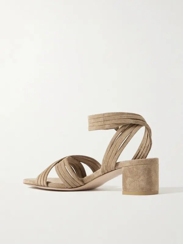 GIANVITO ROSSI 55 Suede Sandals - Brown