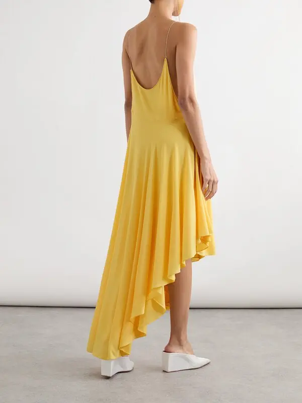 Alaïa Asymmetric Jersey Midi Dress - Yellow