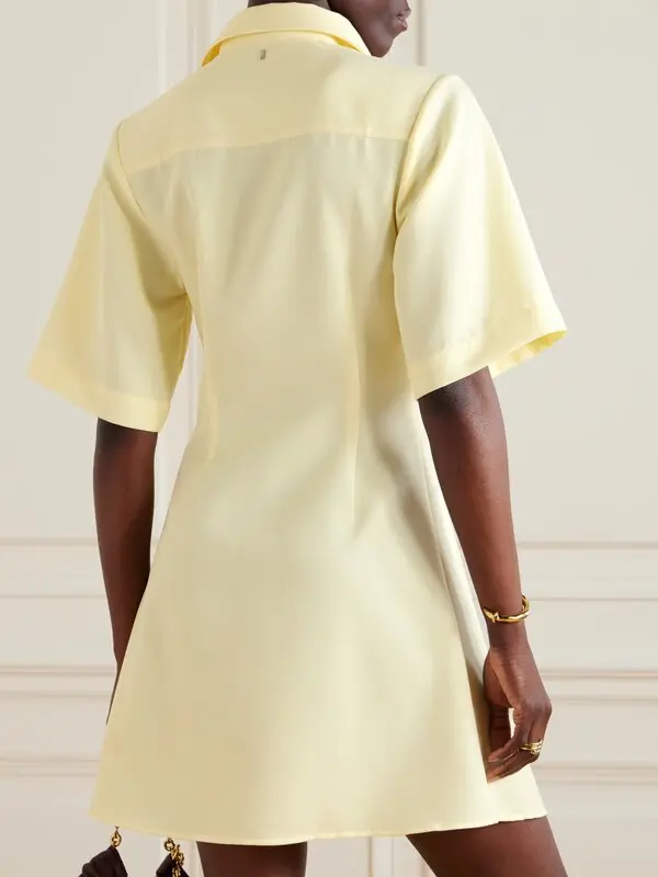 AMI Paris Grain De Poudre Wool Mini Shirt Dress - Yellow