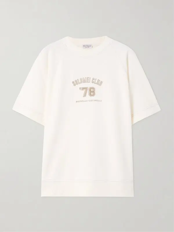 Brunello Cucinelli Embroidered Cotton-jersey T-shirt