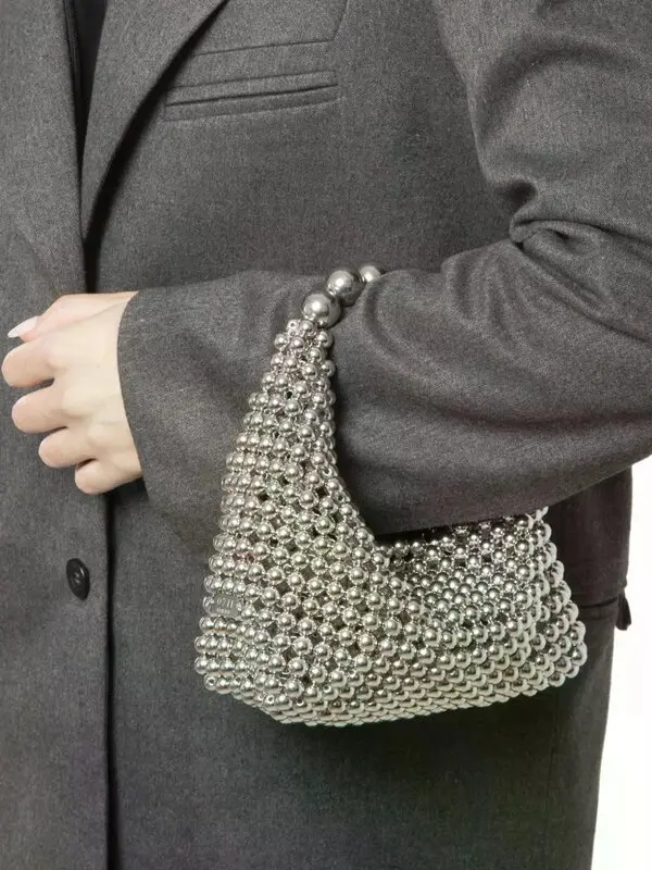 0711 TBILISI Mini Jodie Beaded Tote - Silver