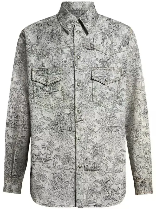 Etro Linen Denim Shirt Jacket - Grey