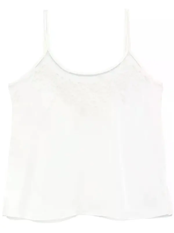 TWINSET Embroidered Satin Top - White