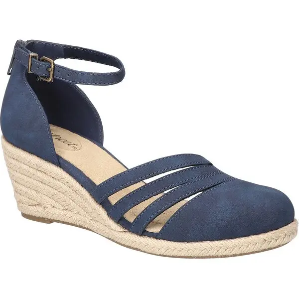 EASY WORKS BY EASY STREET Daytona Espadrille Platform Wedges - Navy