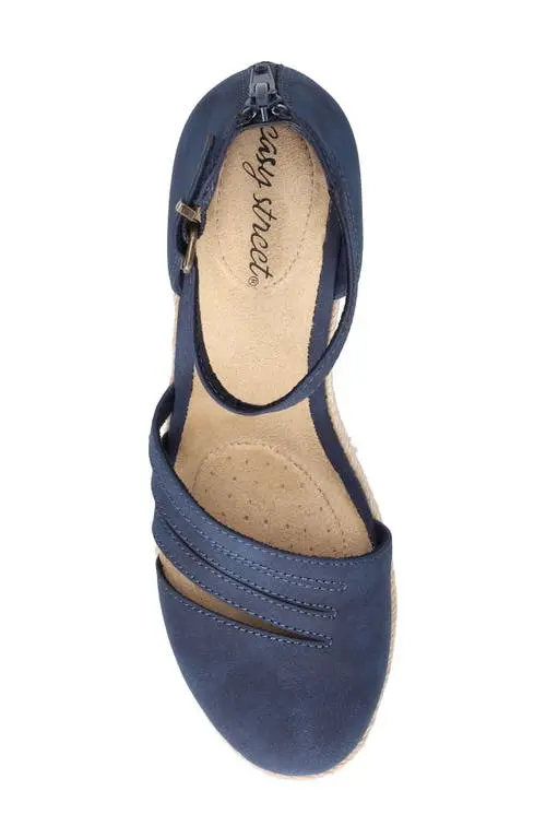 EASY WORKS BY EASY STREET Daytona Espadrille Platform Wedges - Navy