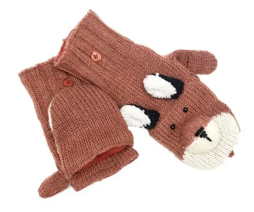 NIRVANNA DESIGNS Fox Cover Mittens - Brown
