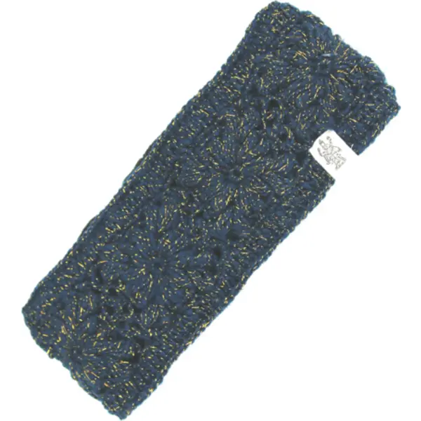 NIRVANNA DESIGNS Flower Crochet Headband With Lurex - Teal/gold