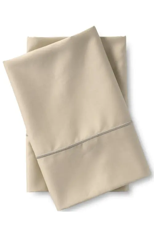 LANDS' END 400 Thread Count Premium Supima Cotton No Iron Pillow Cases - Light Tan