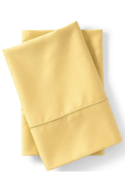 LANDS' END 400 Thread Count Premium Supima Cotton No Iron Pillow Cases - Pale Sunbeam Yellow