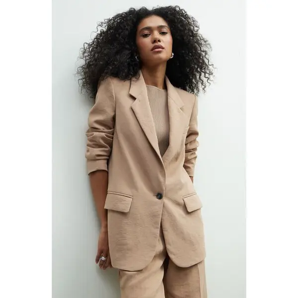 OPEN EDIT The Curator Relaxed Blazer - Tan Portabella