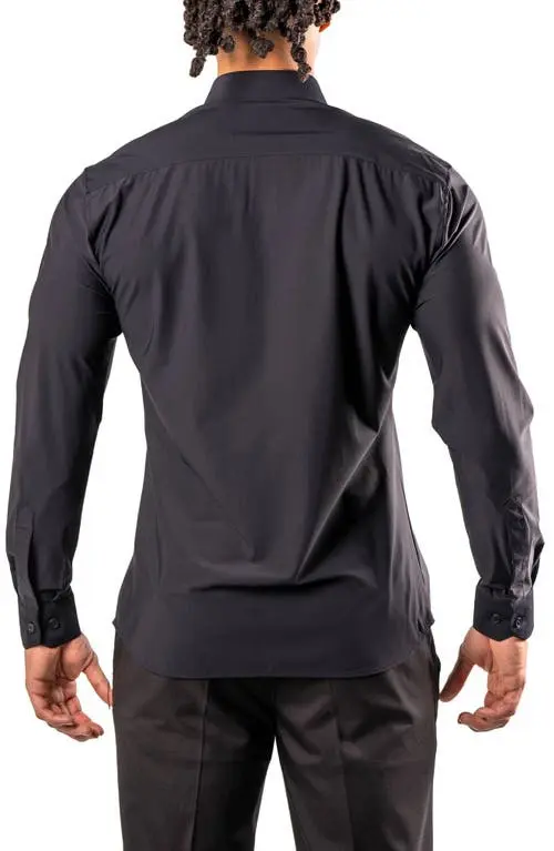 MACEOO Fibonacci Stretcheuro Cotton Blend Button-up Shirt - Black