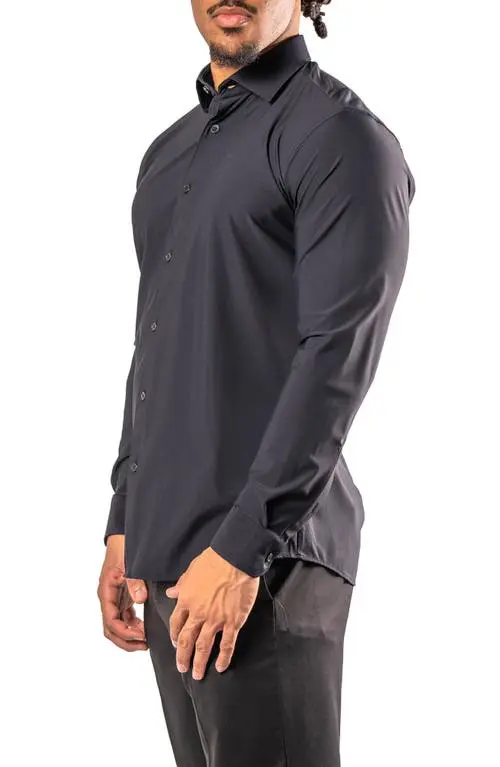 MACEOO Fibonacci Stretcheuro Cotton Blend Button-up Shirt - Black