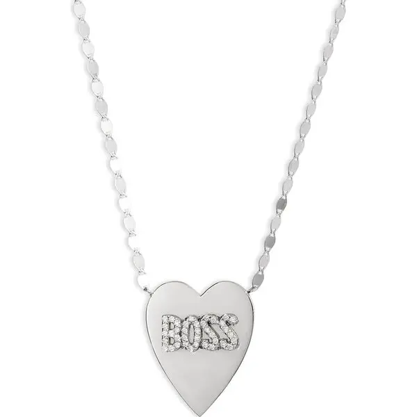 Lana Jewelry Boss 14k Gold Diamond Heart Necklace - White Gold/ Diamond