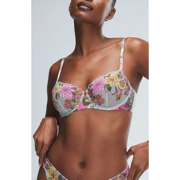 SAVAGE X FENTY Mod Poppy Brazilian Panties - Morning Grey Floral