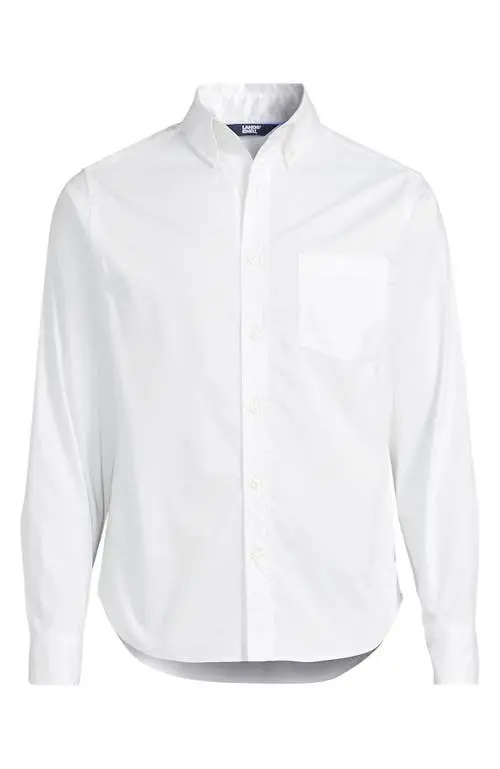 LANDS' END Long Sleeve Tailored Fit Travel Kit Shirt - White