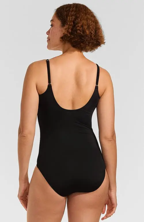 LANDS' END D-cup Tugless Thin Strap One Piece Swimsuit