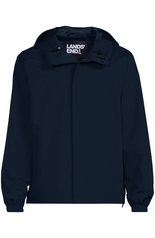 LANDS' END Waterproof Packable Rain Jacket - Radiant Navy