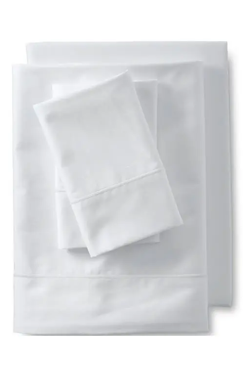 LANDS' END Supima Cotton No Iron Sateen Sheets400 Thread Count - White