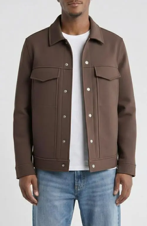 Bagatelle Double Face Performance Twill Trucker Jacket - Chocolate