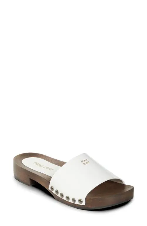 Miu Miu Clog Slide Sandal - Bianco