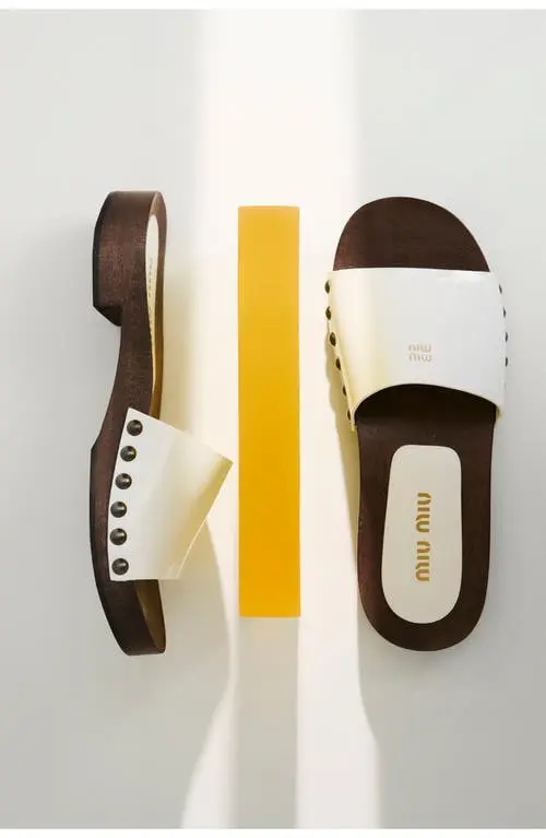 Miu Miu Clog Slide Sandal - Bianco