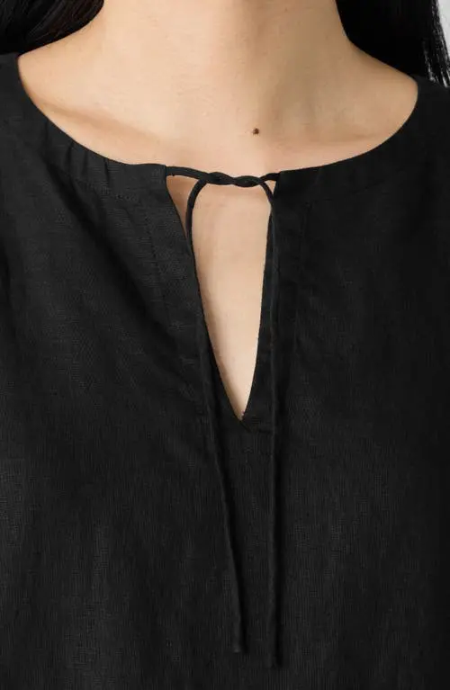 Eileen Fisher Split Neck Organic Linen Top