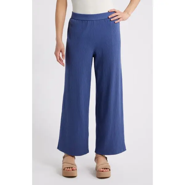 Eileen Fisher Jersey Ankle Wide Leg Pants - Bluet