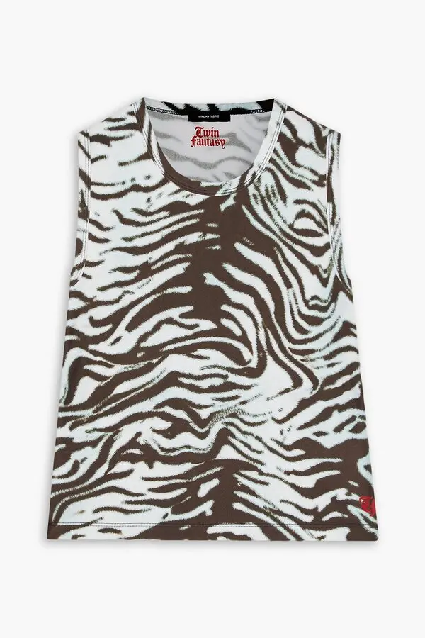 TWIN FANTASY Cropped Tiger-print Tank - Animal Print