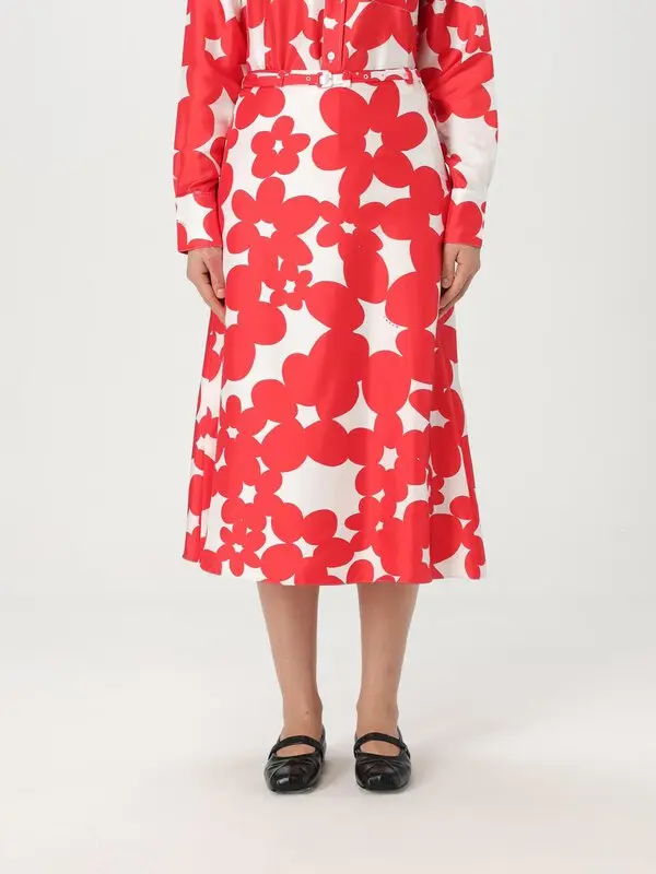 Marni Floral Print Midi Skirt - Red