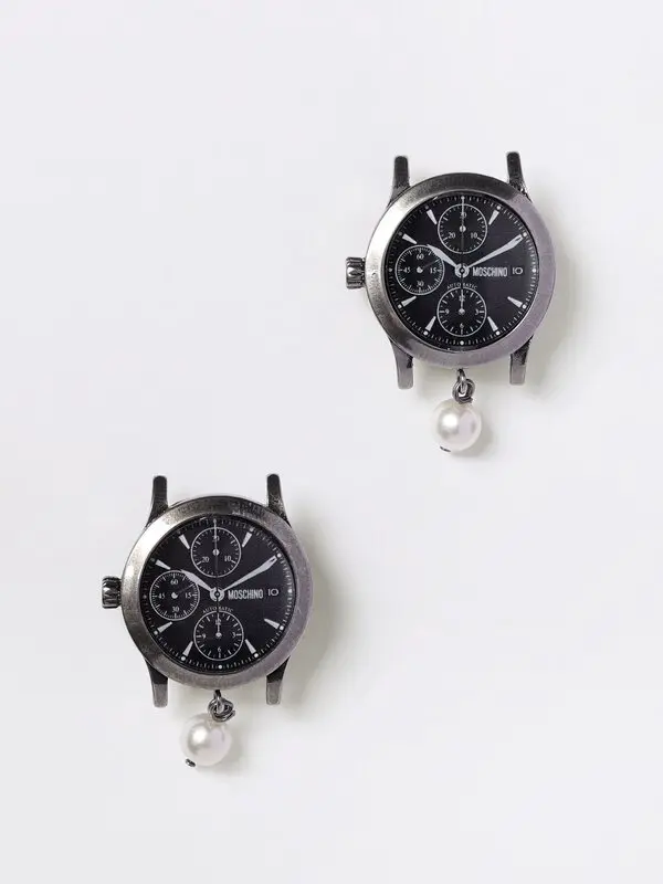 Moschino Watch Motif Earrings With Pearl - Multicolor