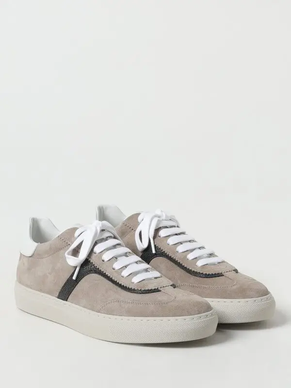 Brunello Cucinelli Lace-up Suede Sneakers - Ice